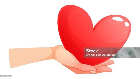 흰색 배경에 분홍색 심장을 들고 있는 인간의 손의 벡터 그림입니다 발렌타인 데이 사랑의 날 로맨스 자선 자원 봉사 및 공공 지원의 상징 마음을 주는 손 개념에 대한 스톡