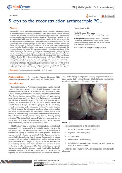 Pdf 5 Keys To The Reconstruction Arthroscopic Pcl