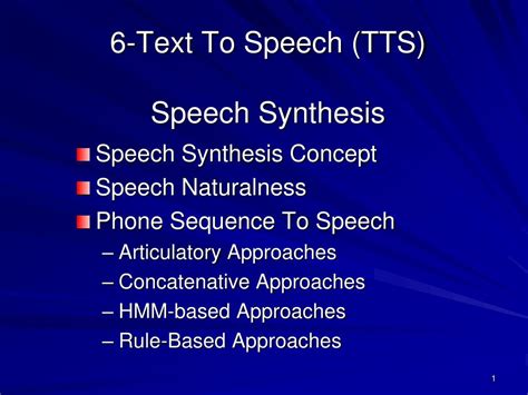 PPT Text To Speech TTS Speech Synthesis PowerPoint Presentation Free Download ID