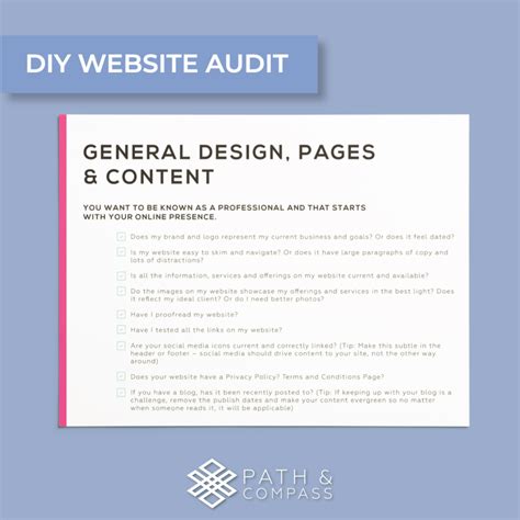 DIY Website Audit Checklist Path Compass Digital Products Shop