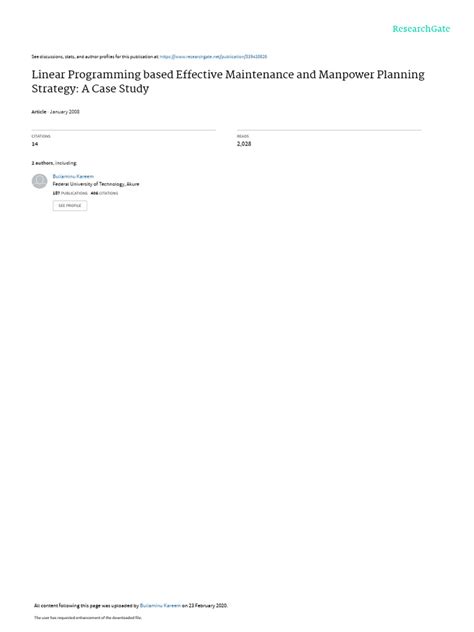Linear Programming Based Effective Maintenance And Pdf Mathematical