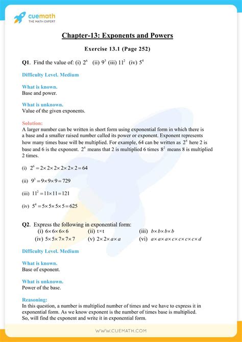 NCERT Solutions Class 7 Maths Chapter 13 Exponents And Powers