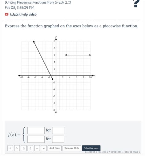 Solved Writing Piecewise Functions From Graph L2 Feb 05