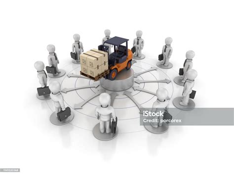 지게차3d 렌더링을 갖춘 팀워크 비즈니스 사람들 3차원 형태에 대한 스톡 사진 및 기타 이미지 3차원 형태 갈색 계획 Istock