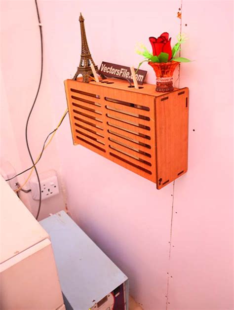 Laser Cut Wooden Wifi Router Box Wall Hanging Wifi Storage Organizer Box 4mm Vector File