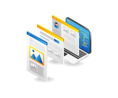 Flat Isometric Design Concept Of Web Browser Window Vector Illustration Vector Art At