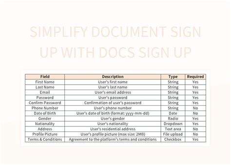 Free Document Sign Up Templates For Google Sheets And Microsoft Excel Slidesdocs