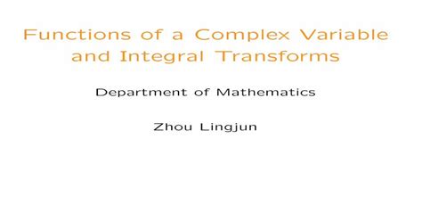 Pdf Functions Of A Complex Variable And Integral Transformsenglish C