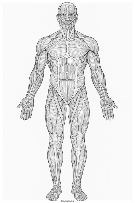 Full Muscular System Anatomy Coloring Page Free Pdfandpng Printable
