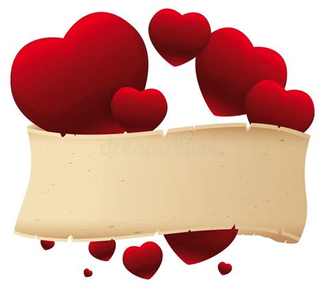 Two Hearts With Scroll Stock Vector Illustration Of Heart 48877304