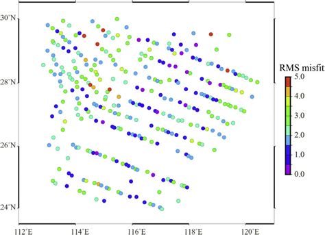 Distribution Of Rms Misfit Of 3d Inversion Of Each Mt Station In Download Scientific Diagram