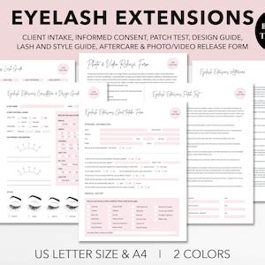 Editable Eyelash Extensions Intake Form Patch Test Form Lash Consent Form Aftercare