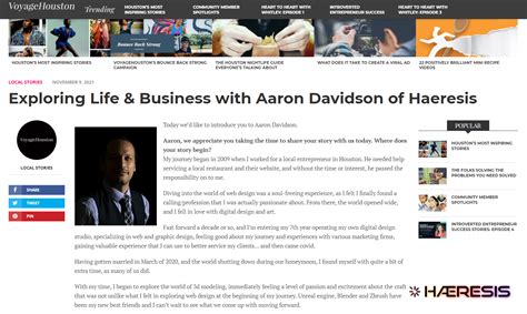 Exploring Life And Business With Aaron Davidson Of Haeresis • Articles