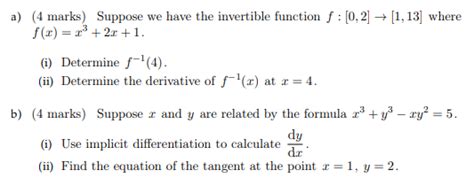 Solved A Marks Suppose We Have The Invertible Function Chegg