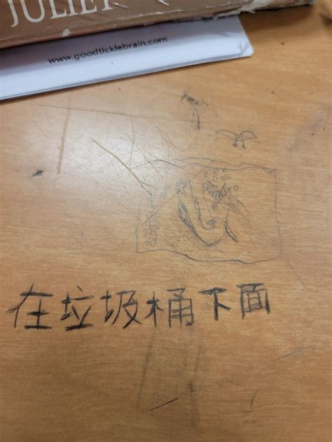 Weird Picture With Unknown Language Written On High School Desk R Weird