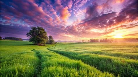 A Hyper Realistic Image Of Lush Fields Ai Generated Stock Illustration