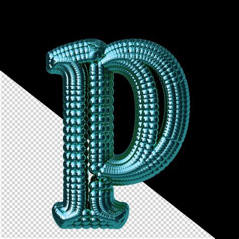 청록색 구체 문자 P로 만든 기호 프리미엄 Psd 파일