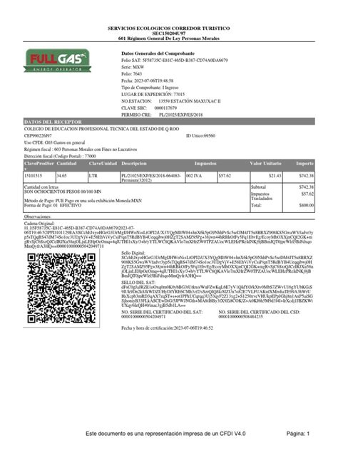 Ejemplo De Cfdi Para Servicios Ecologicos Pdf