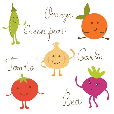 Cute Vegetable Characters Set Stock Vector Illustration Of Collection Drawing 37974000