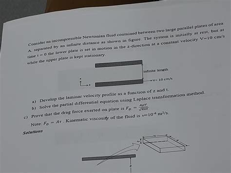 Solved Consider An Incompressible Newtonian Fluid Contained Between Two 1 Answer