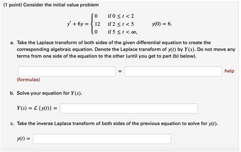 solved 1 point consider the initial value problem y 6y