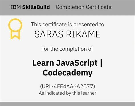 Saras Rikame On Linkedin Completed My Javascript From Ibm Skillsbuild