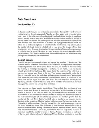 Computer Notes Binary Search Tree PDF