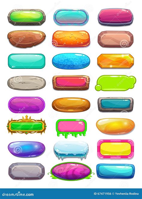 Big Set Of Cartoon Long Horizontal Buttons Stock Vector Illustration Of Orange Menu 67471956