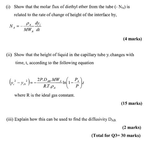 Solved B The Diffusivity Dab Of A Mixture Of Diethyl