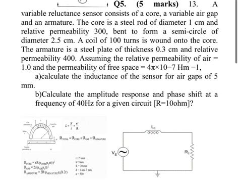 Solved Q5 5 Marks 13 A Variable Reluctance Sensor