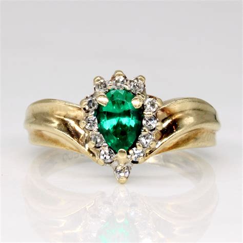 Edwardian 18k And Platinum Emerald And Diamond Ring Sz 775