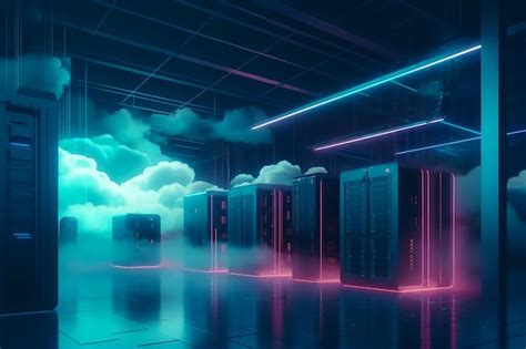 Premium Ai Image Cloud Technology Server Room Futuristic Cyber A Modern It Infrastructure A