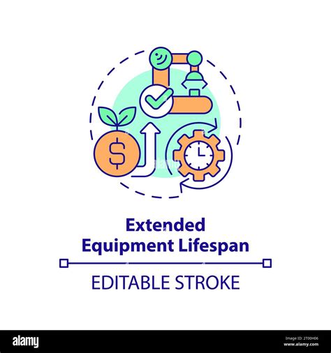 2d Thin Linear Icon Extended Equipment Lifespan Concept Stock Vector