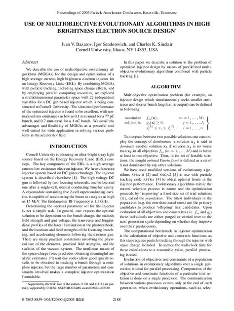 Pdf Use Of Multiobjective Evolutionary Algorithms In High Brightness