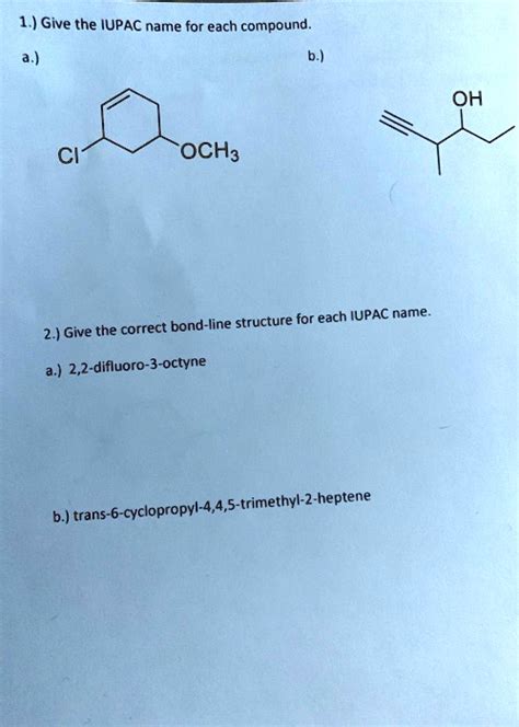 Video Solution Give The Iupac Name For Each Compound Oh Och3 Provide The Line Structure For