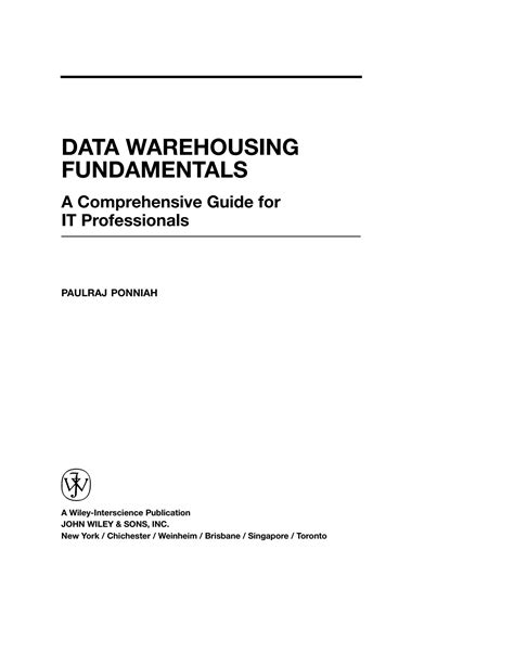 Solution Data Warehousing Fundamentals By Paulraj Ponniah Second
