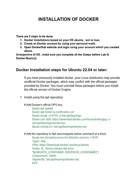 Docker Installation Pdf Linux Software Engineering