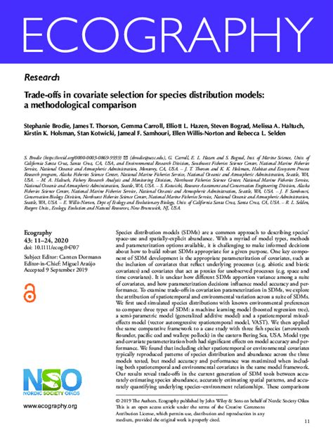 Pdf Trade‐offs In Covariate Selection For Species Distribution Models A Methodological