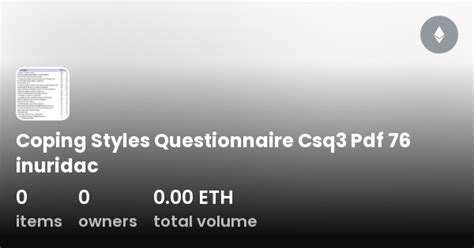 Coping Styles Questionnaire Csq3 Pdf 76 Inuridac Collection Opensea