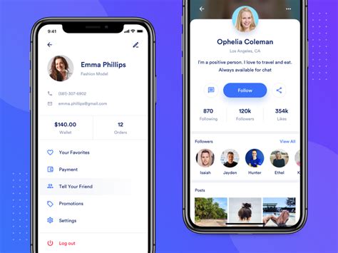 profile screen app design profile social app design profile app