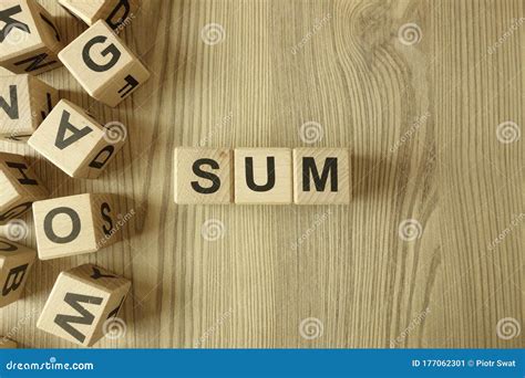 Word Sum From Wooden Blocks Stock Image Image Of Summary Count