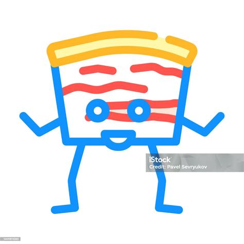 돼지 고기 캐릭터 컬러 아이콘 벡터 일러스트 레이 션 고기에 대한 스톡 벡터 아트 및 기타 이미지 고기 귀여운 돼지고기