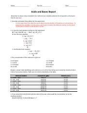 Acids And Bases Report Sheet Docx Name Section Date Acids And Bases Report Remember To Always