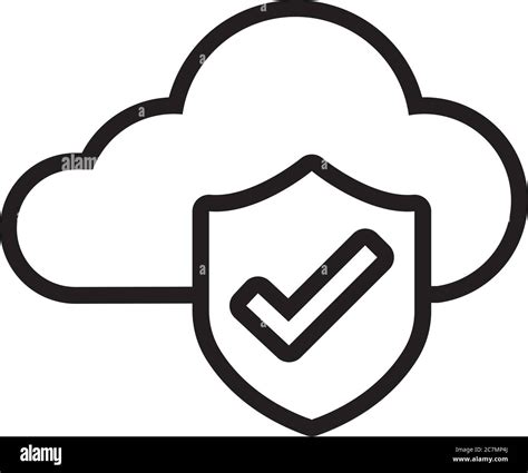 Cloud Computing With Shield Line Style Icon Vector Illustration Design Stock Vector Image And Art