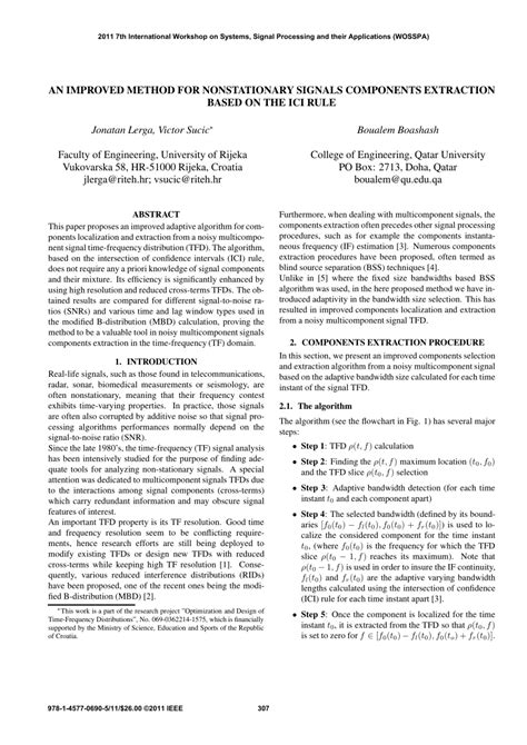 Pdf An Improved Method For Nonstationary Signals Components Extraction Based On The Ici Rule