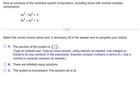 Solved Give All Solutions Of The Nonlinear System Of Chegg