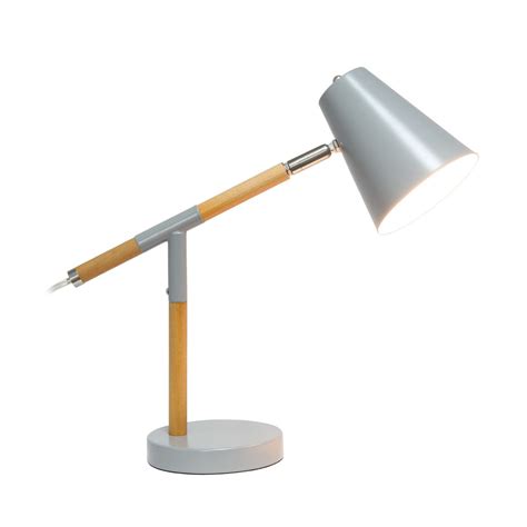 Adjustable Wooden Pivot Desk Lamp 16 Matte Gray And Brown