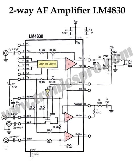 Two Way Af Amplifier Circuit Diagram Tronicspro