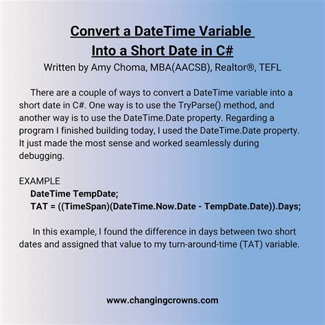Software Engineering Convert A Datetime Variable Into A Short Date In C