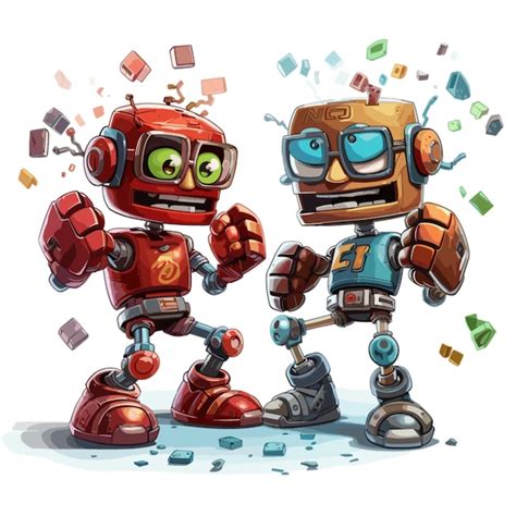 Premium Vector Rock Em Sock Em Robots Vector On White Background